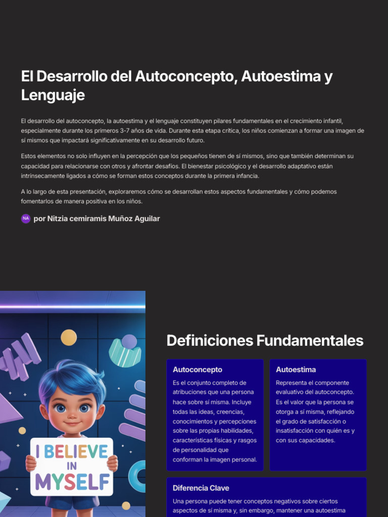 El Desarrollo Del Autoconcepto Autoestima y Lenguaje | PDF ...