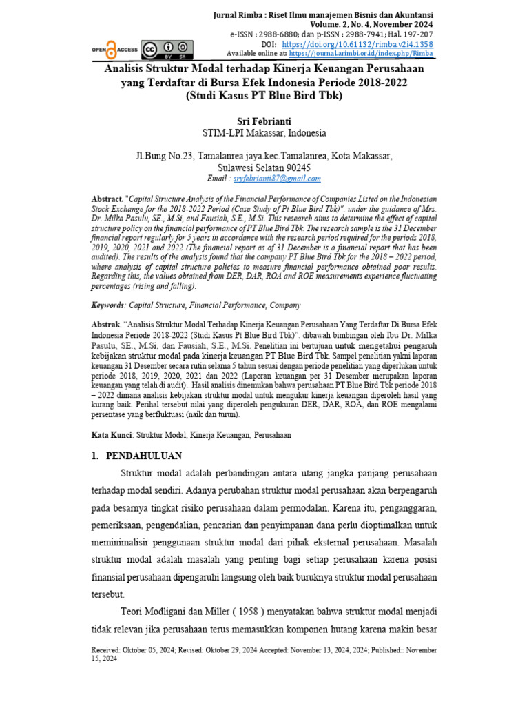 Analisis Struktur Modal Terhadap Kinerja Keuangan | PDF