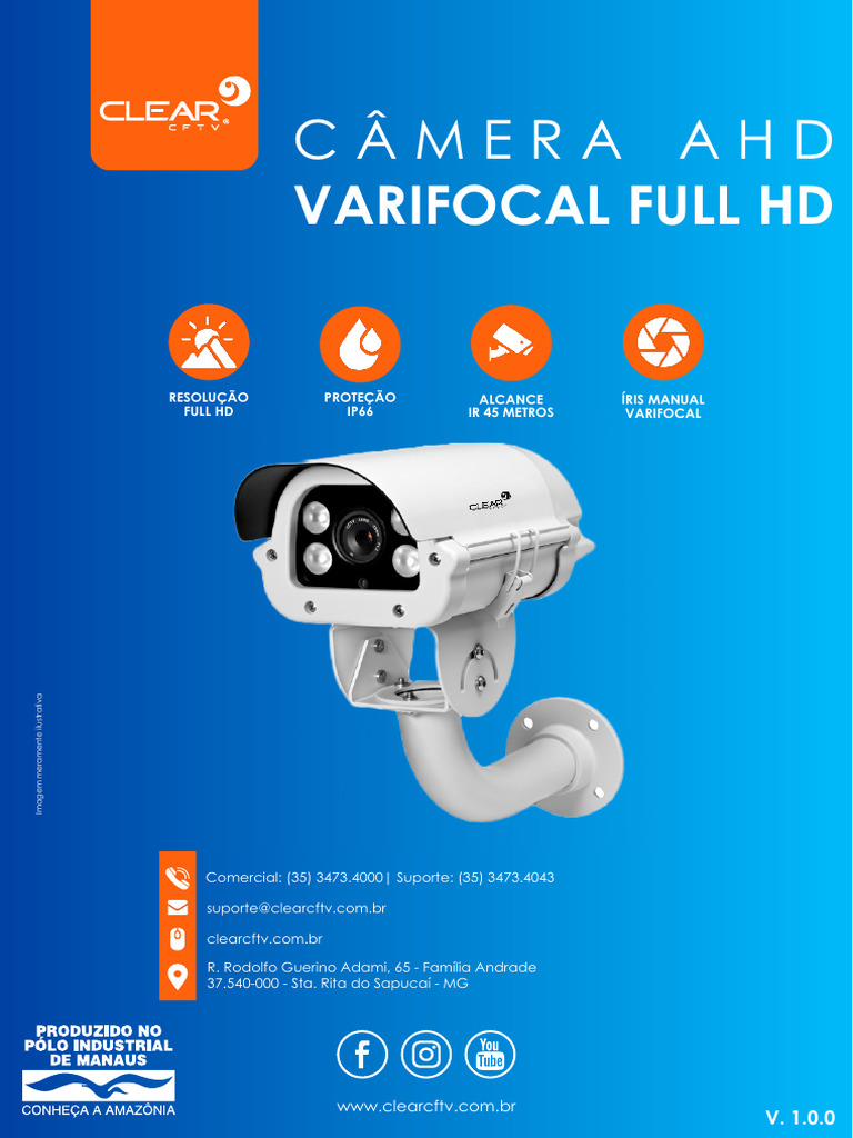 Câmera AHD Varifocal Full HD IP66 | PDF