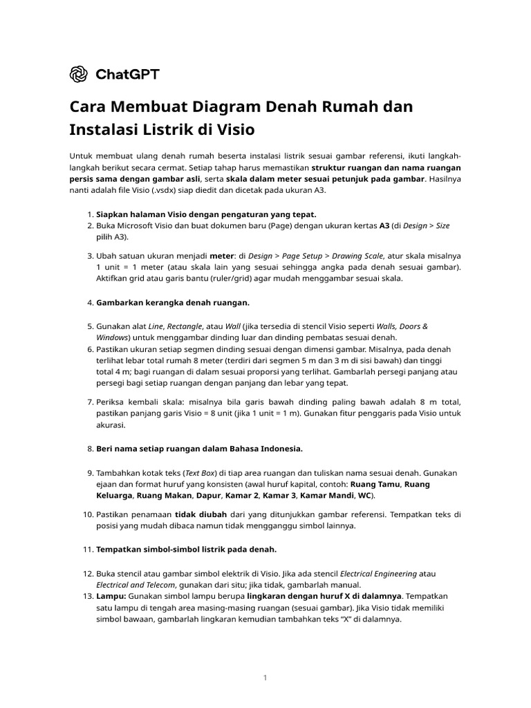 Cara Membuat Diagram Denah Rumah Dan Instalasi Listrik Di Visio | PDF