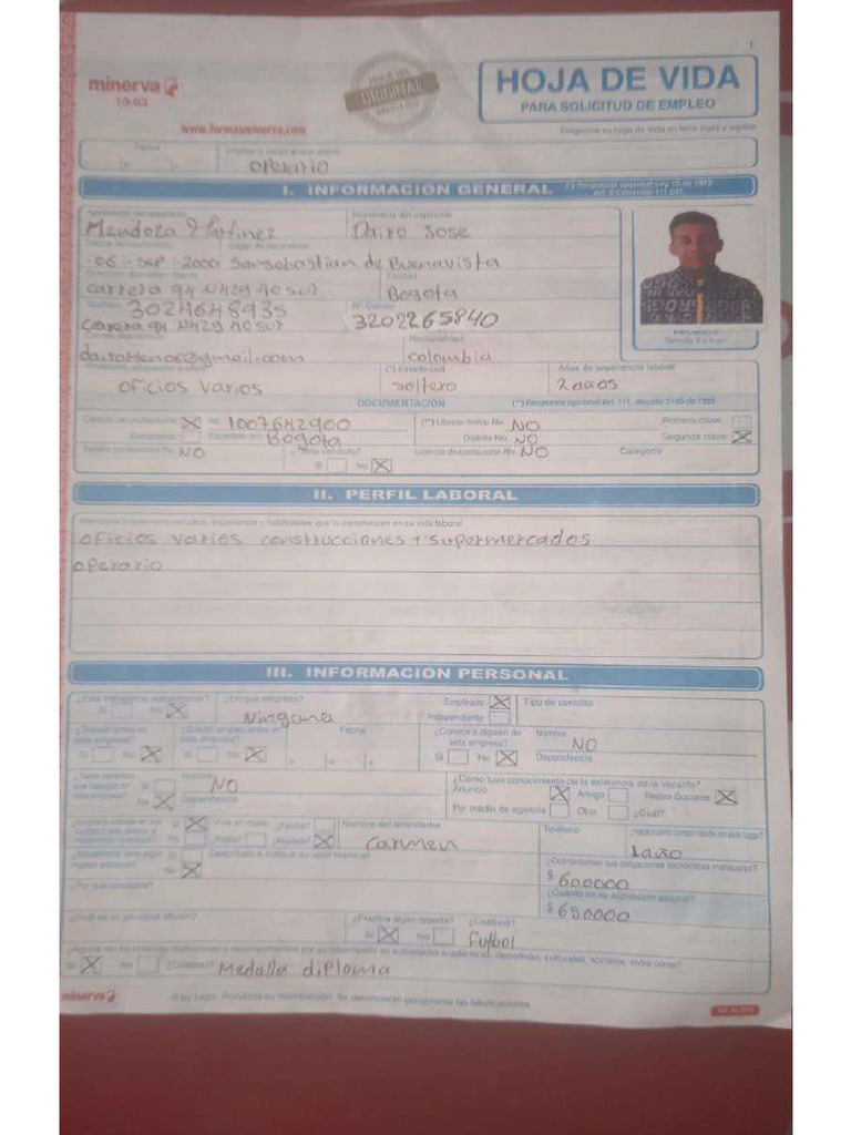 Hoja de Vida Dairo Mendoza | PDF