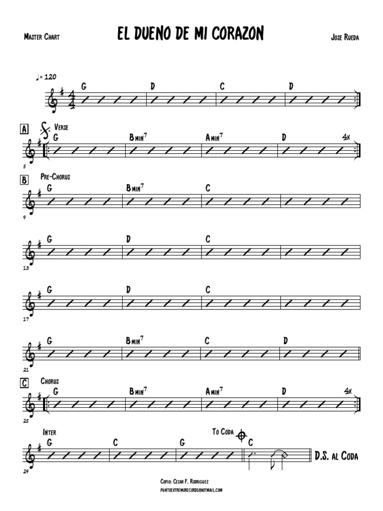 El Dueño de Mi Corazon - Master Chart - G | PDF
