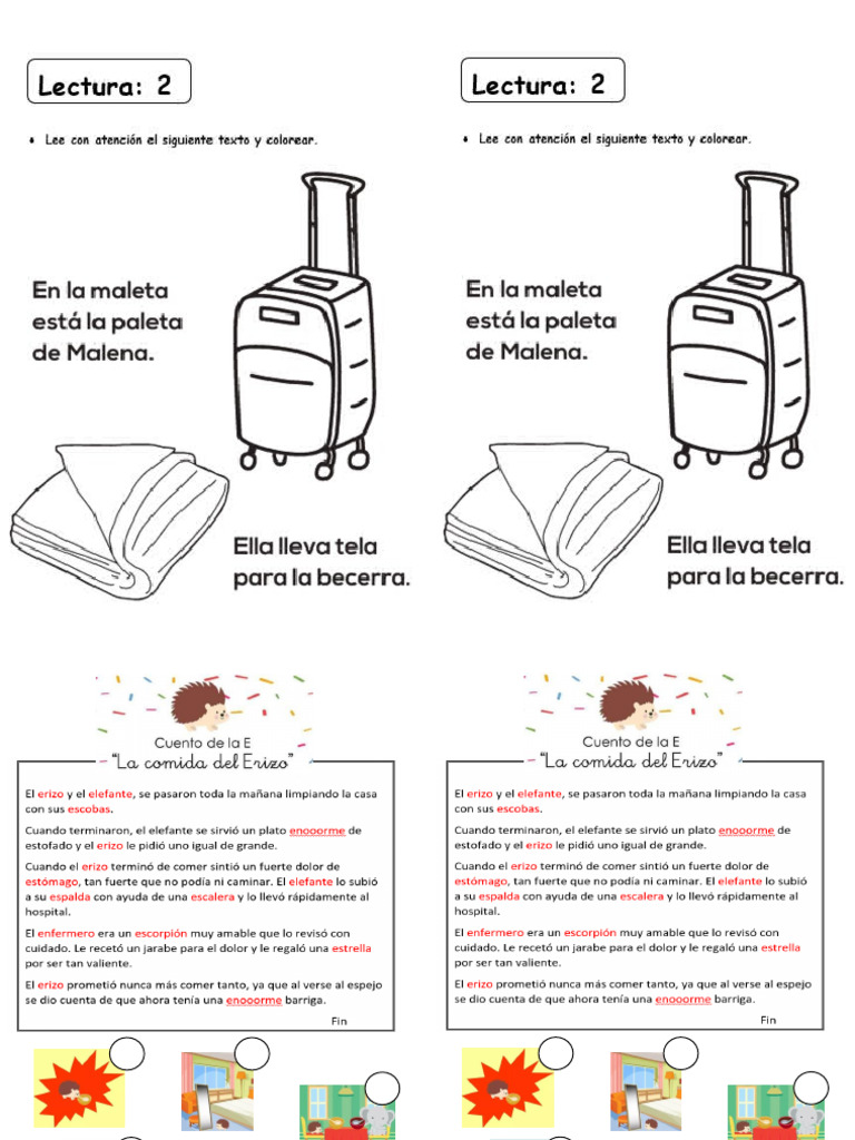 2do - U2 - Fichas - Leemos e Identificamos La Vocal e | PDF