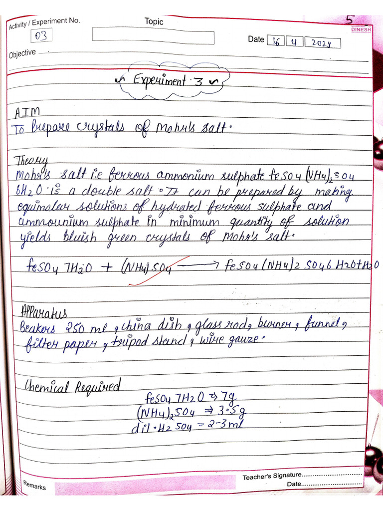 Chemsitry Practical | PDF