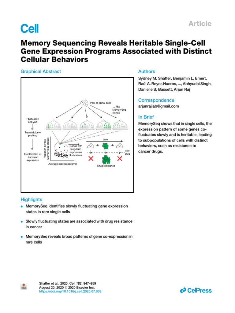 Memory Seq Sydney's Paper | PDF | Gene Expression | Gene