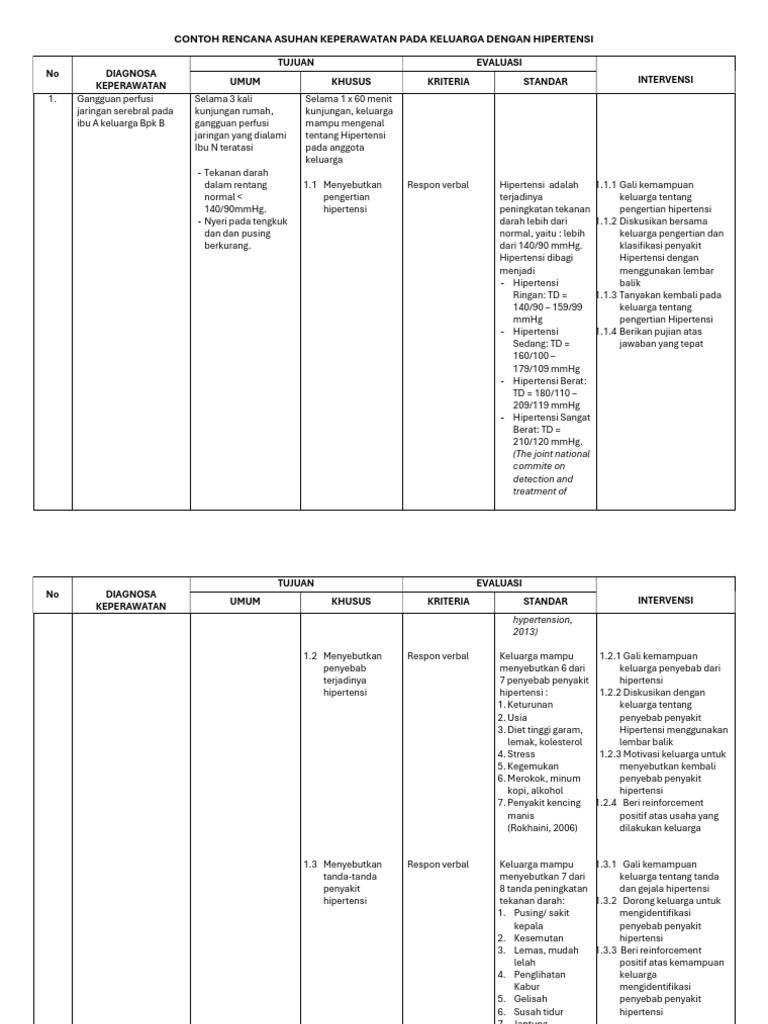 Contoh Rencana Intervensi, Implementasi, Evaluasi | PDF
