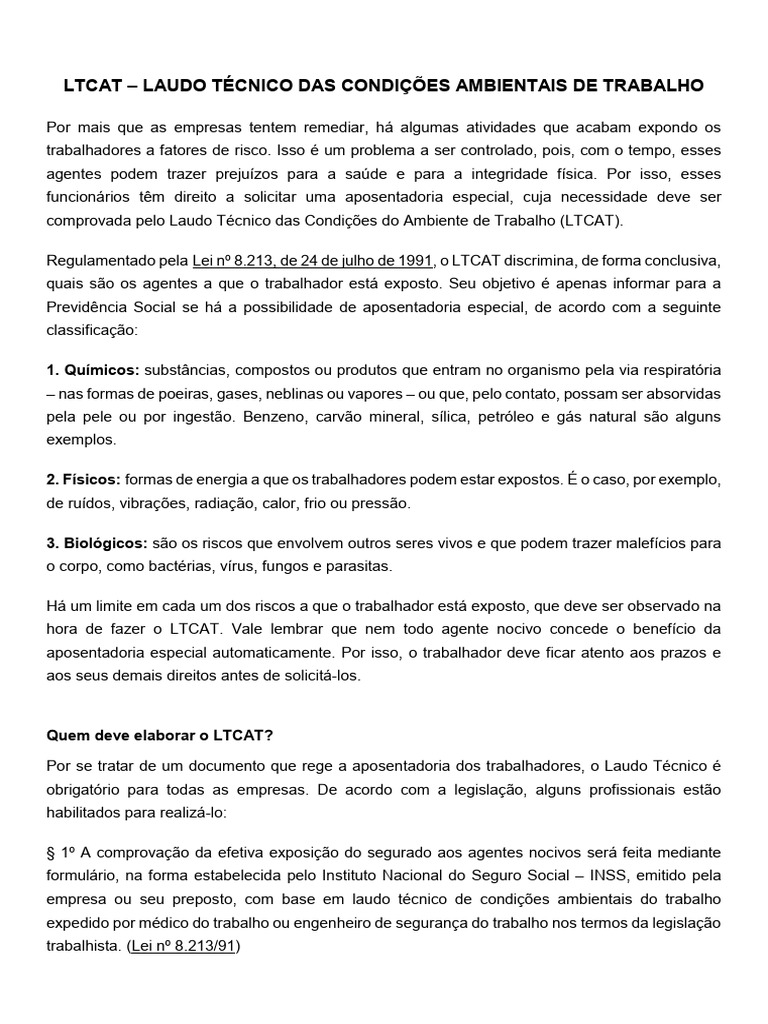 Laudo Técnico das Condições Ambientais | PDF | Ambiente natural ...