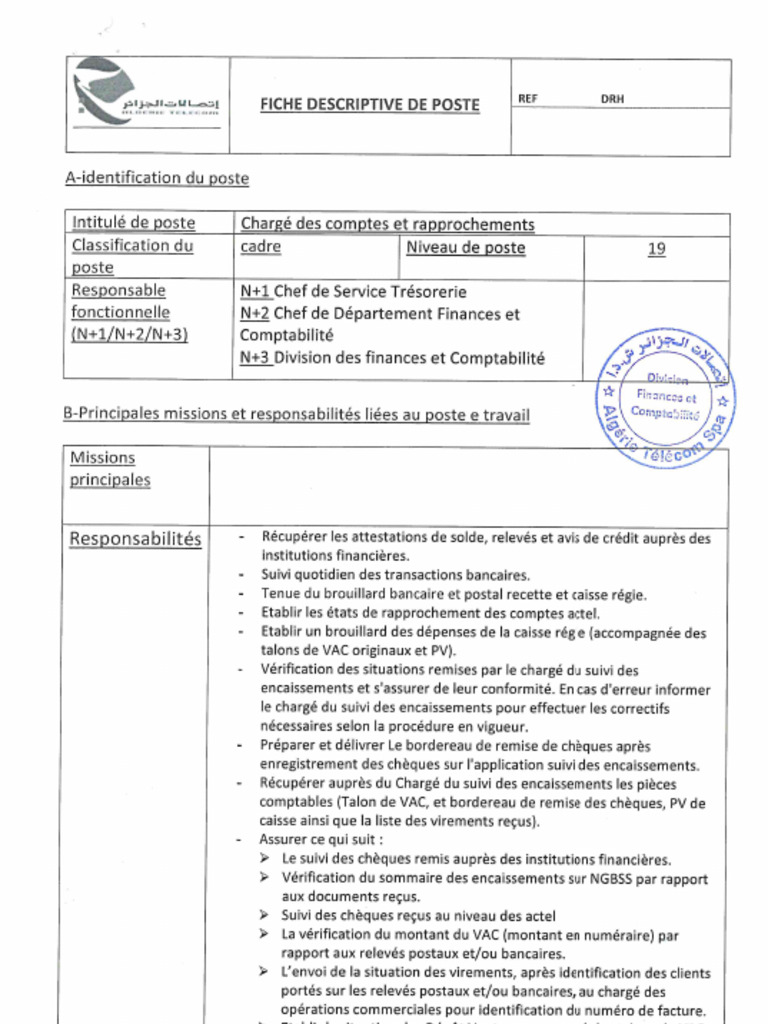 Fiche de Poste | PDF