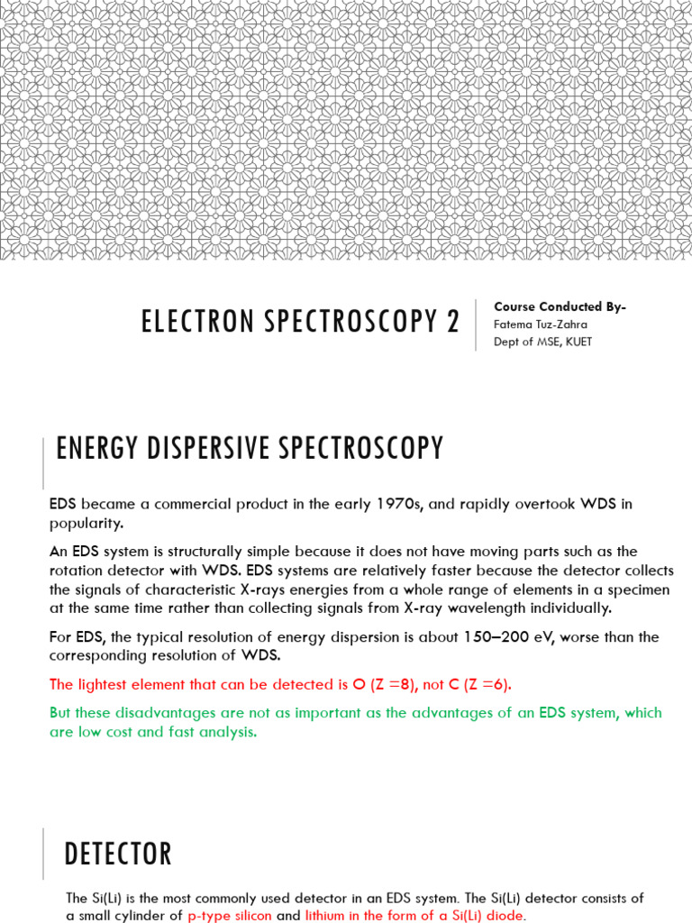 Electron Spectroscopy 2 | PDF | Energy Dispersive X Ray Spectroscopy ...