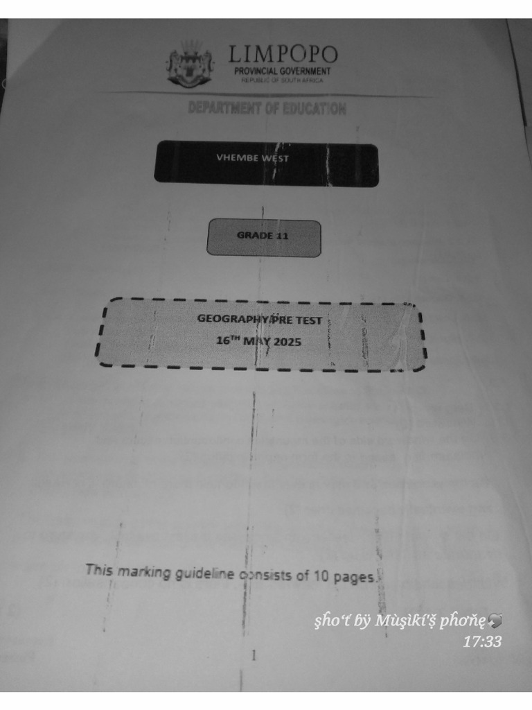 Geography Pre Test June Memo 16 May 2025 | PDF