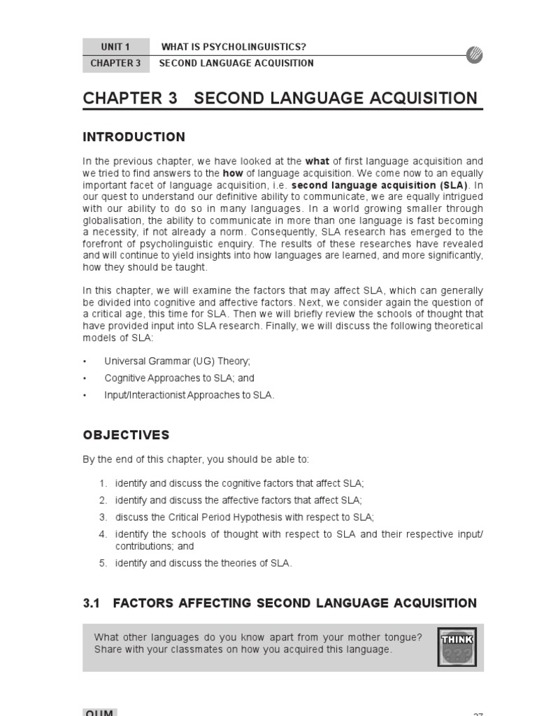 Sla Notes Pdf Second Language Acquisition Second Language