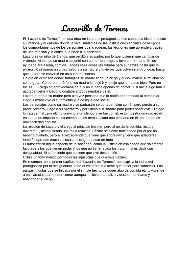 Lazarillo de Tormes | PDF
