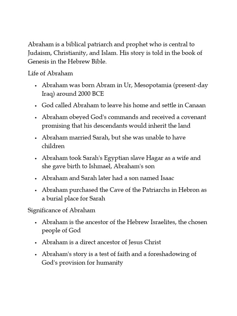 Key Biblical Figures: Abraham to Isaiah | PDF | Abraham | Moses