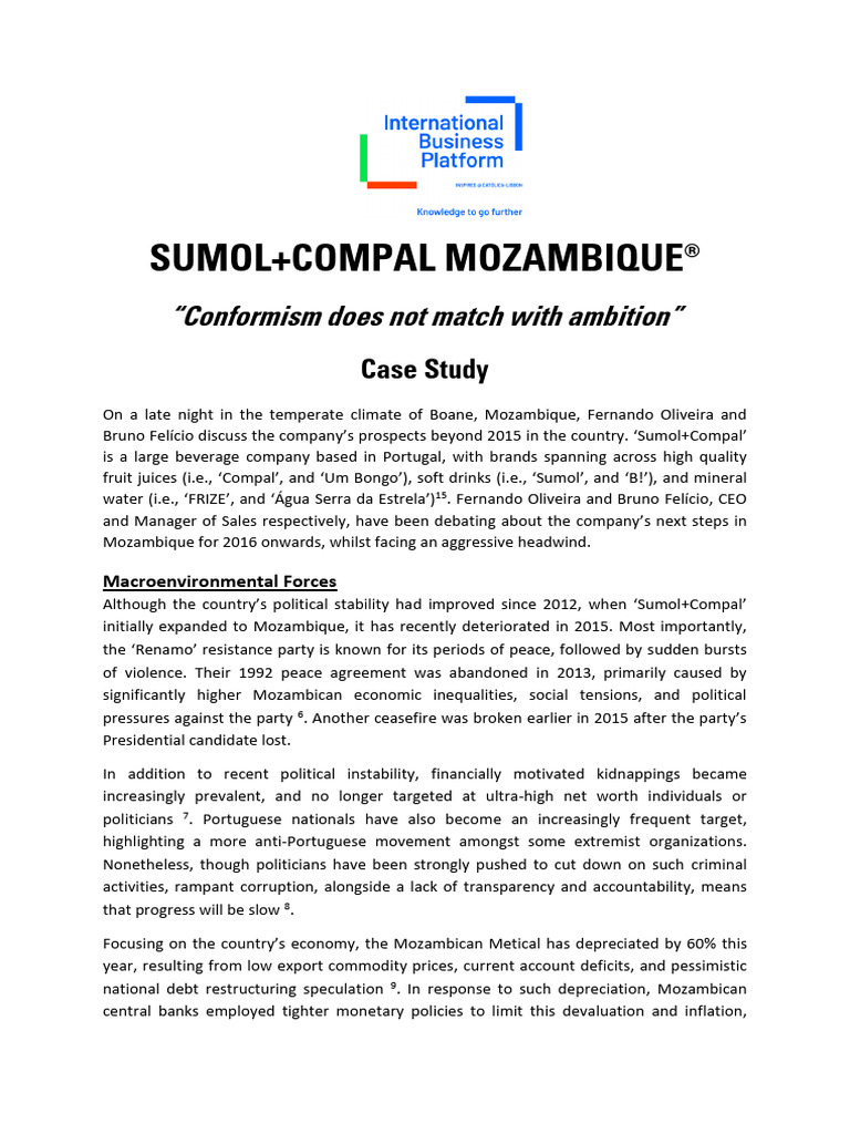 Case Study Sumol Compal Mozambique | PDF | Mozambique | Brand