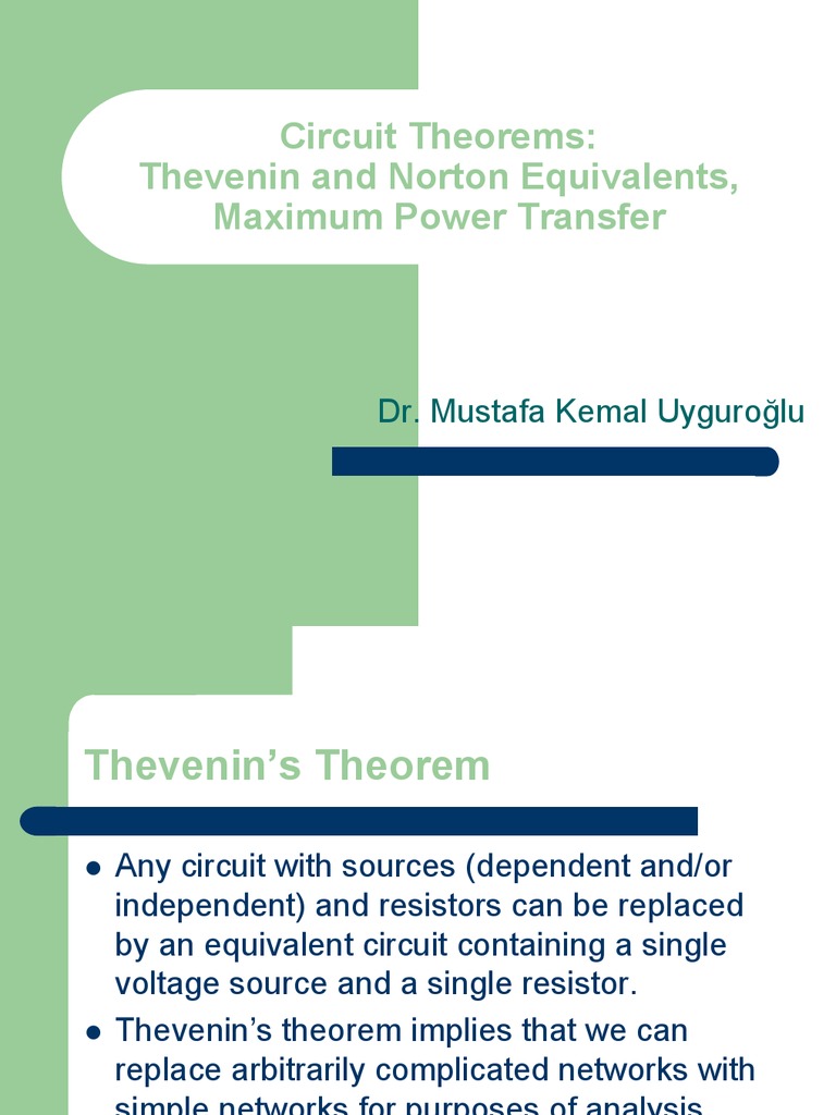 Thevenin and Norton Circuit Analysis | PDF | Electrical Network ...