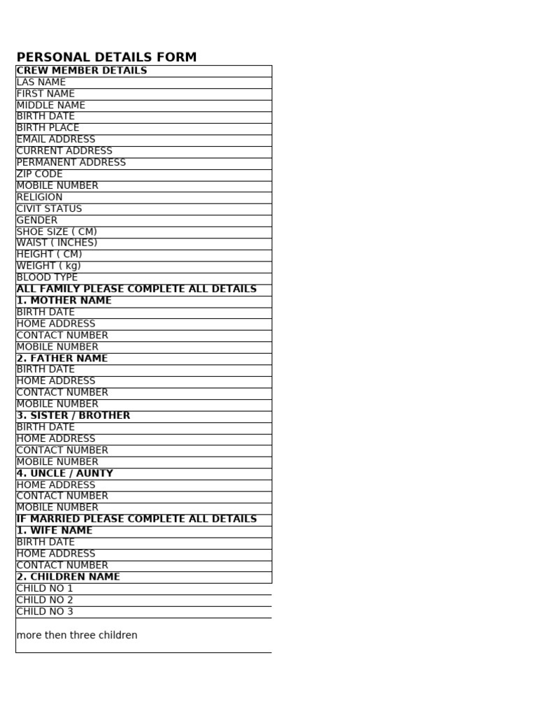 Personal Details | PDF