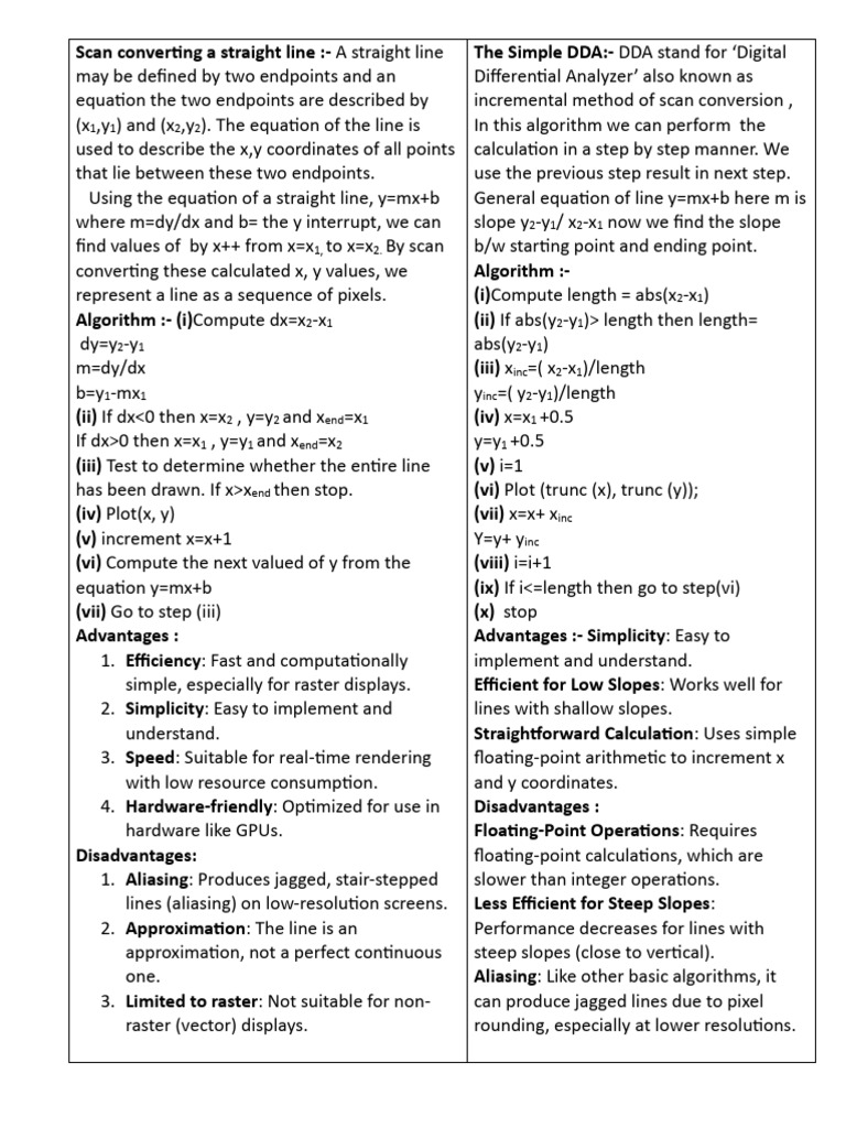 Scan Converting A Straight Line | PDF | Line (Geometry) | Applied Mathematics