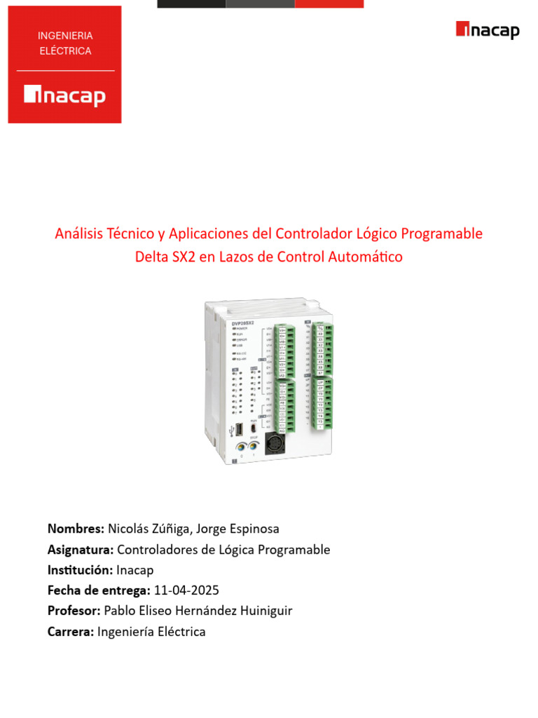 Entradas y Salidas del PLC Delta SX2 | PDF | Controlador lógico ...