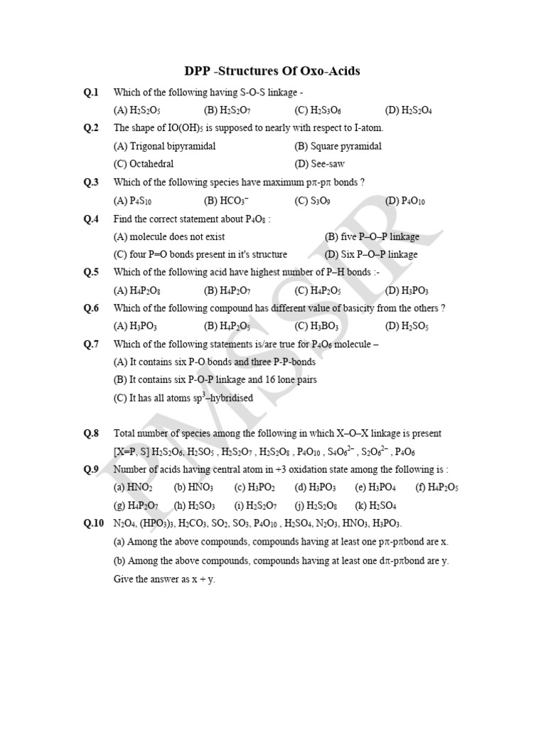 Structure of Oxoacids 1730054450117 | PDF