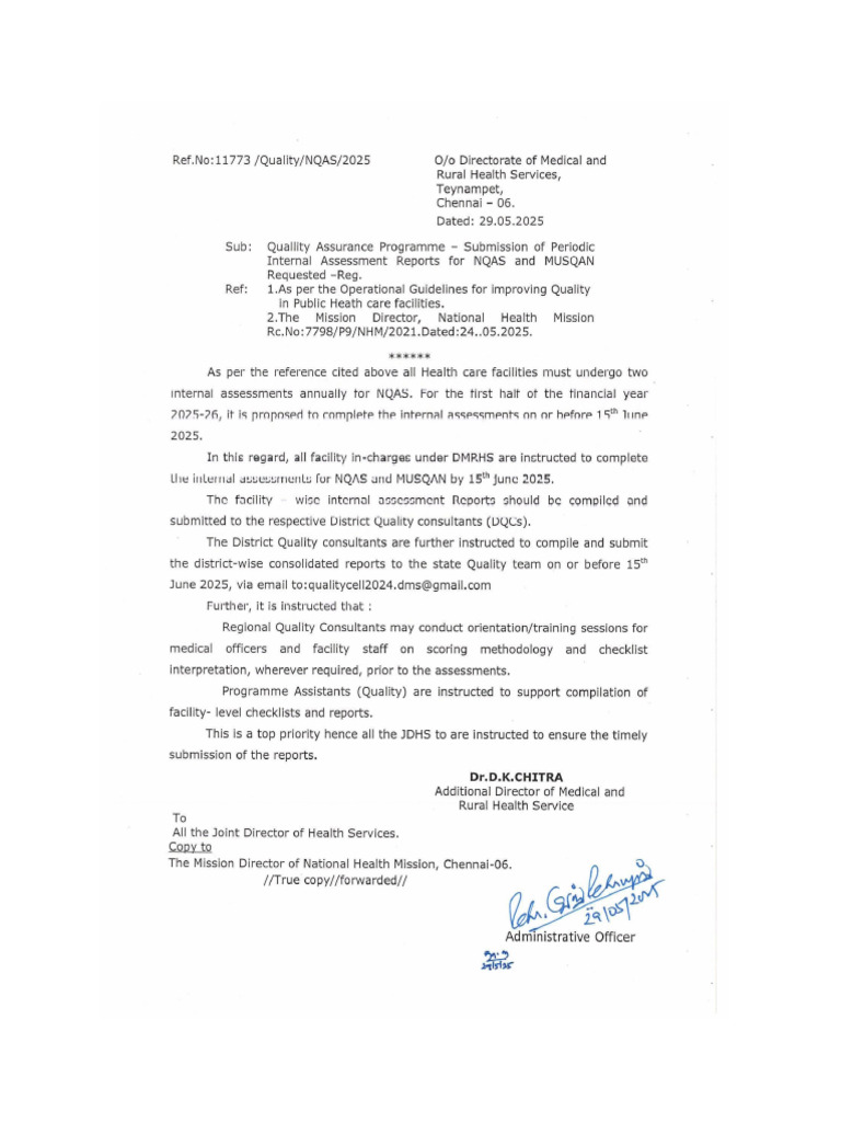 NQAS and MUSQAN Internal Assessment Report 29.05.2025. | PDF