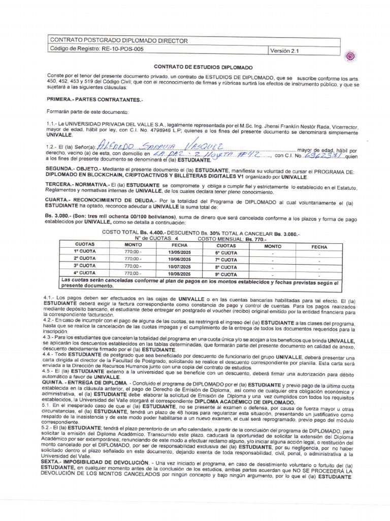 Contrato Univalle20250519 - 18464573 | PDF