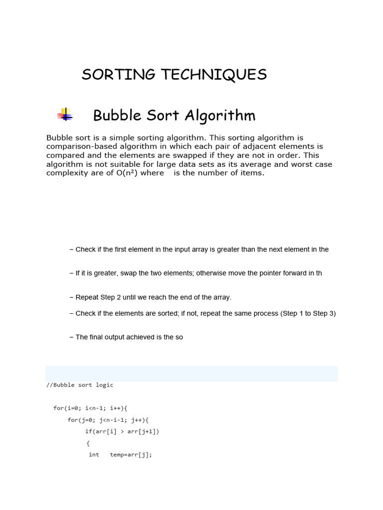 Sorting Algorithms Overview and Examples | PDF | Time Complexity ...