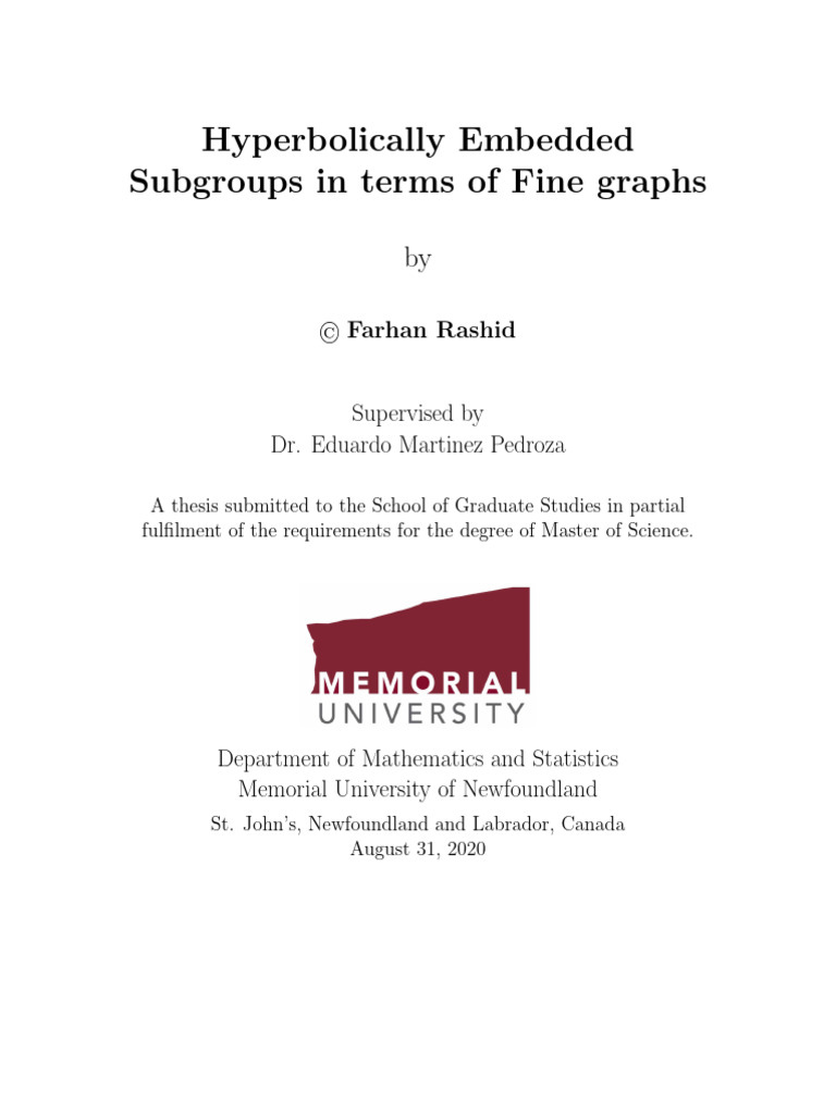 Hyperbolically Embedded Subgroups in Term of Finite Graph | PDF | Group (Mathematics) | Geometry