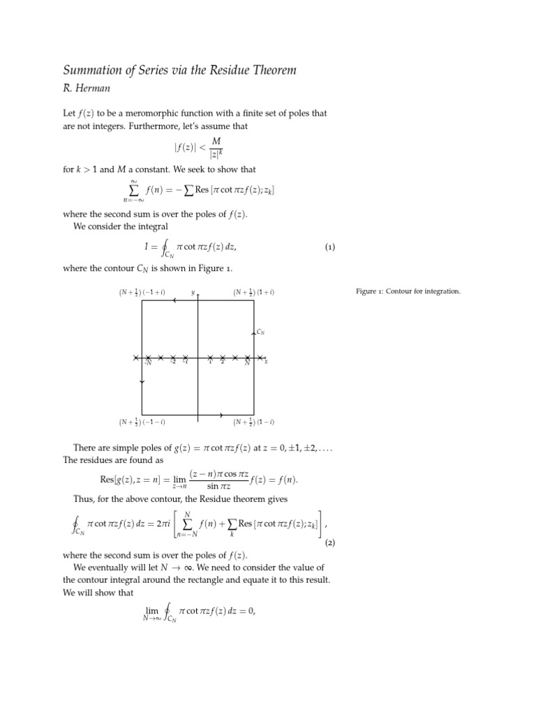 Summation Series Residue | PDF | Mathematical Objects | Mathematical ...