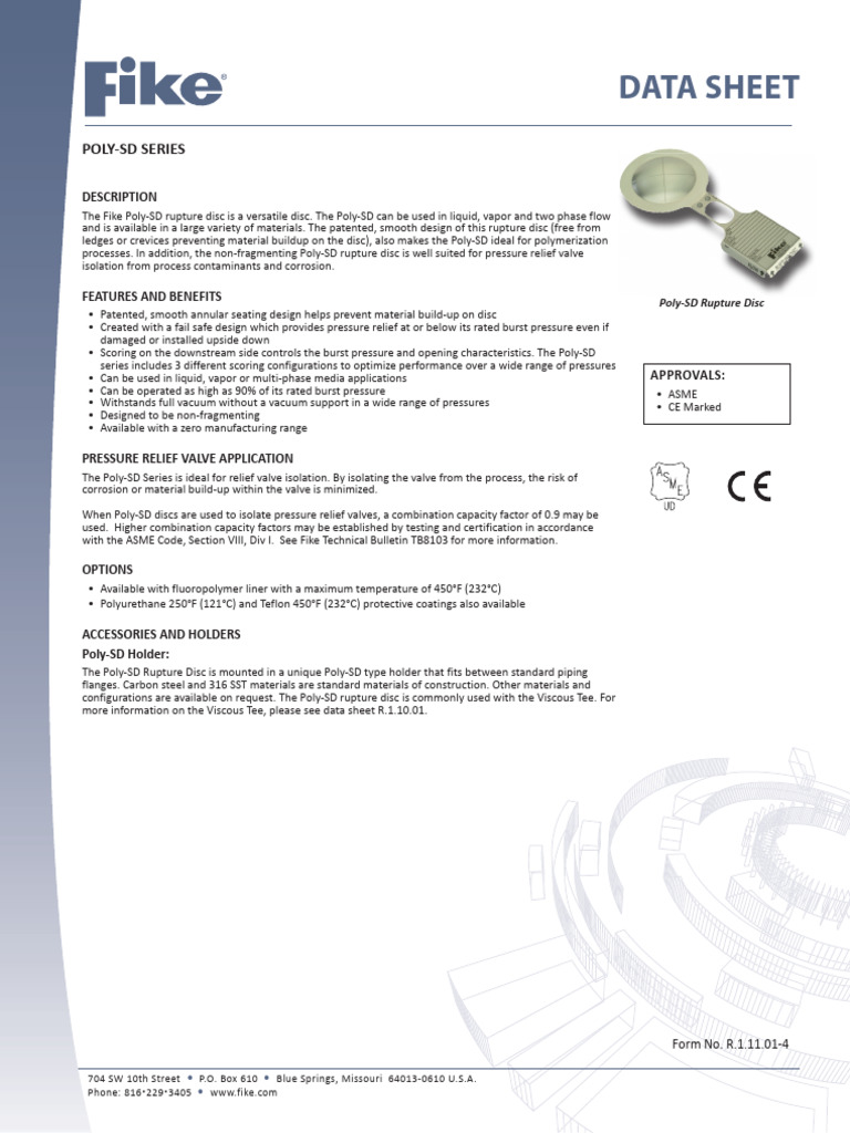 Datasheet_Poly-SD_Rupture_Disc | PDF | Valve | Mechanical Engineering