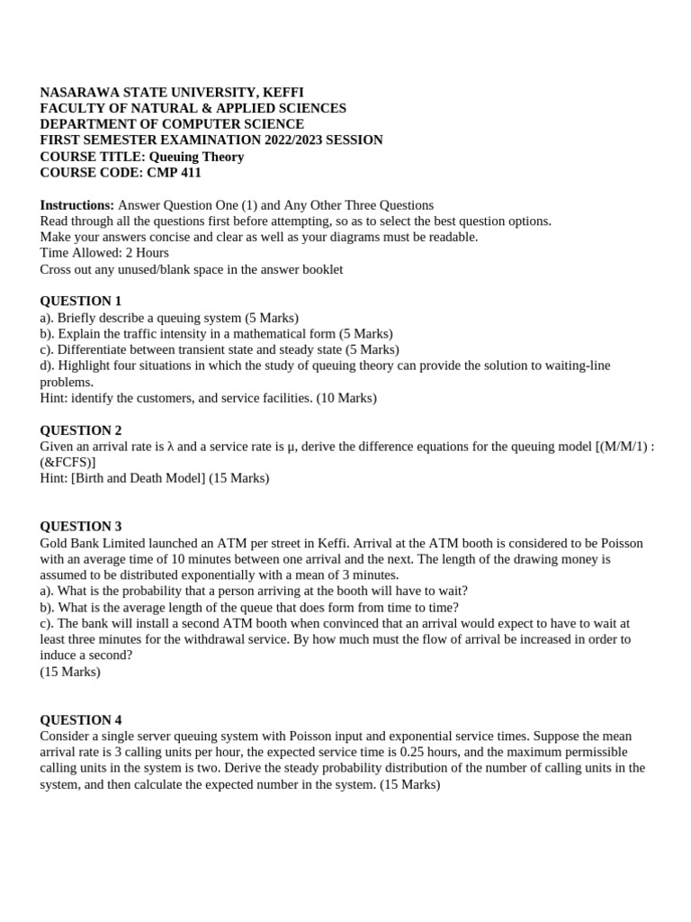 Extracted Questions and Answers CMP 411 | PDF | Applied Mathematics