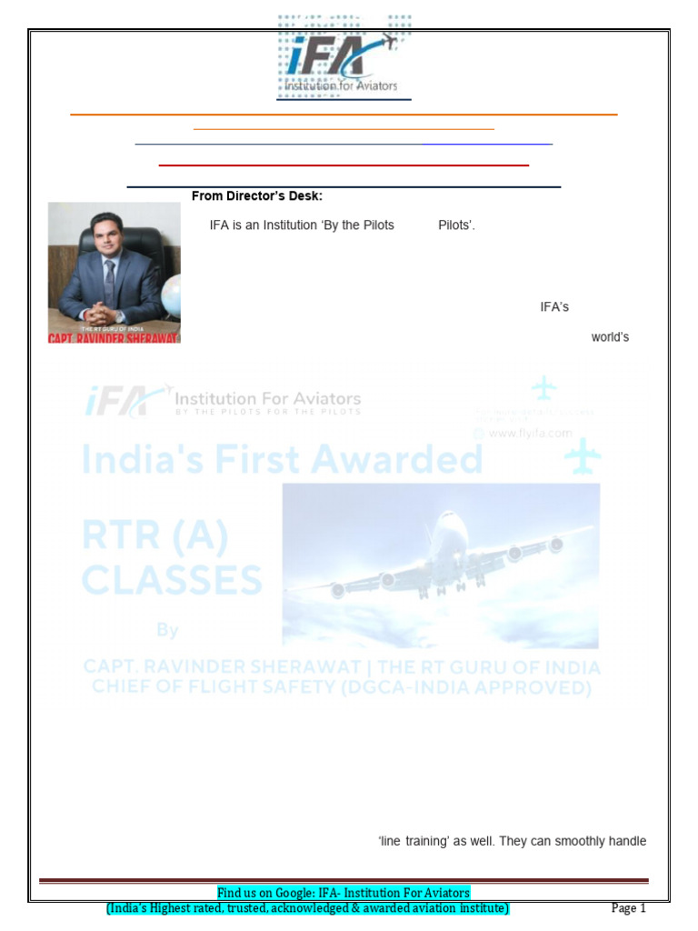 Capt Ravinder Sherawat RTR (A) Classes - Part-1 Qu - 250407 - 104514 | PDF | Instrument Flight ...