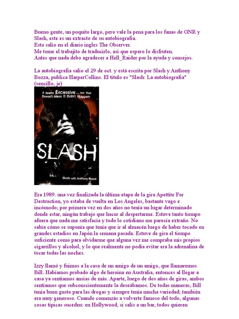 Biografia de Slash | PDF | Heroína | Ocio