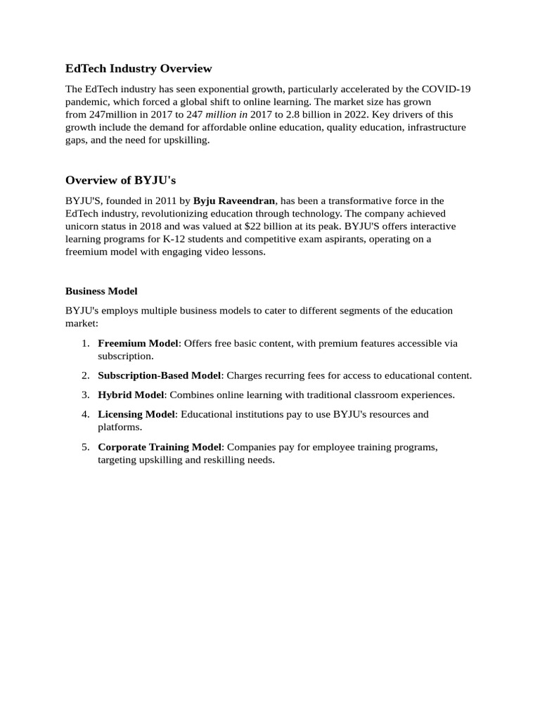 EdTech Industry Overview | PDF