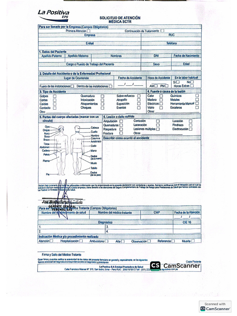 Solicitud de Atención Médica SCTR | PDF