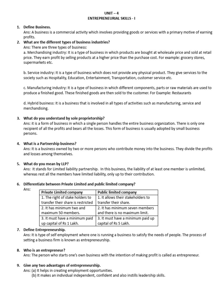 Understanding Entrepreneurial Skills | PDF | Entrepreneurship | Limited ...