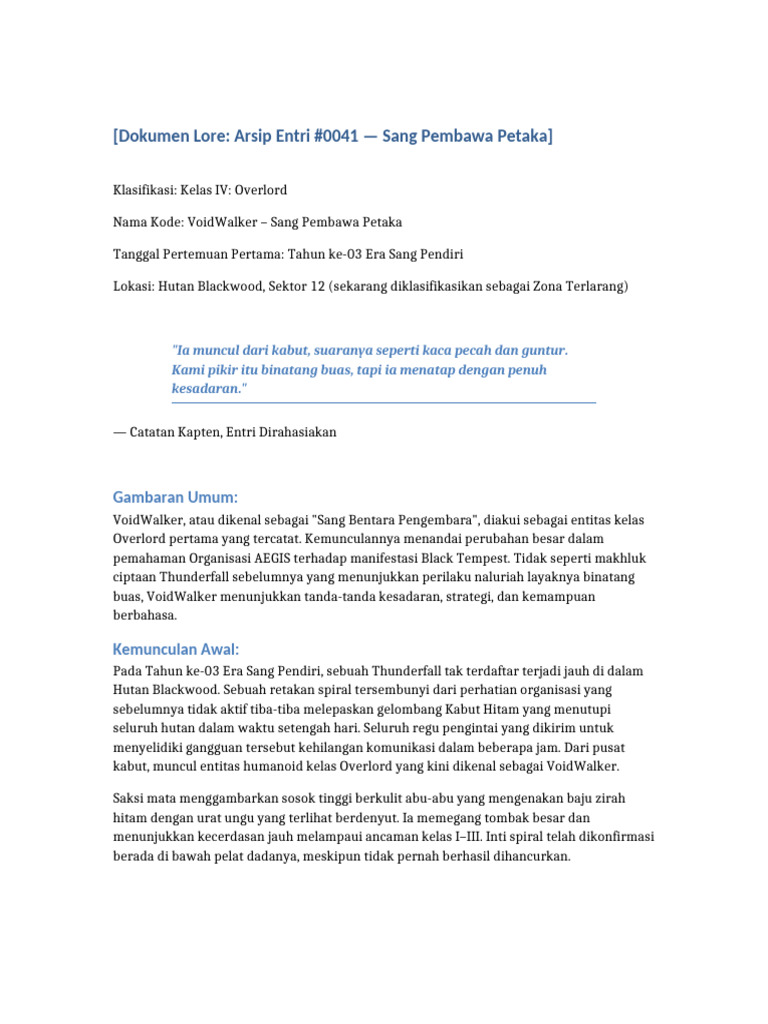 Voidwalker Lore Entry ID | PDF