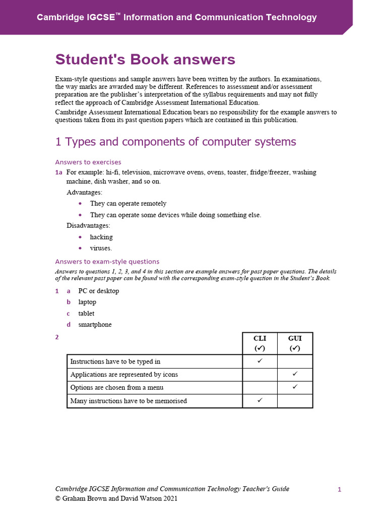 CIE-ICT Complete Answers Ch1 | PDF | Graphical User Interfaces | Command Line Interface