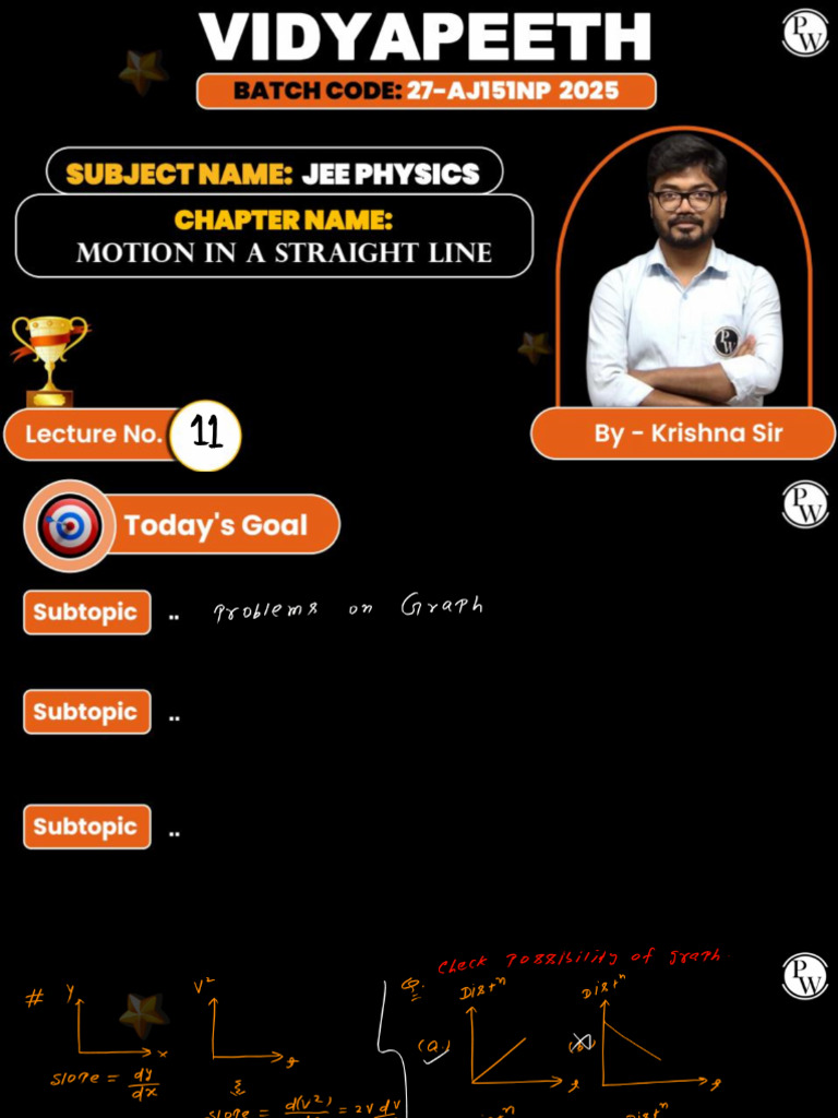 Motion in A Straight Line - 11 - Class Notes - 27-AJ151NP 2025 | PDF