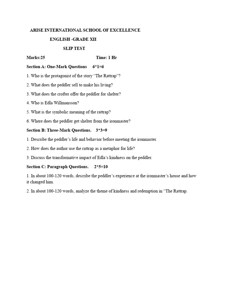 English Slip Test - IV | PDF
