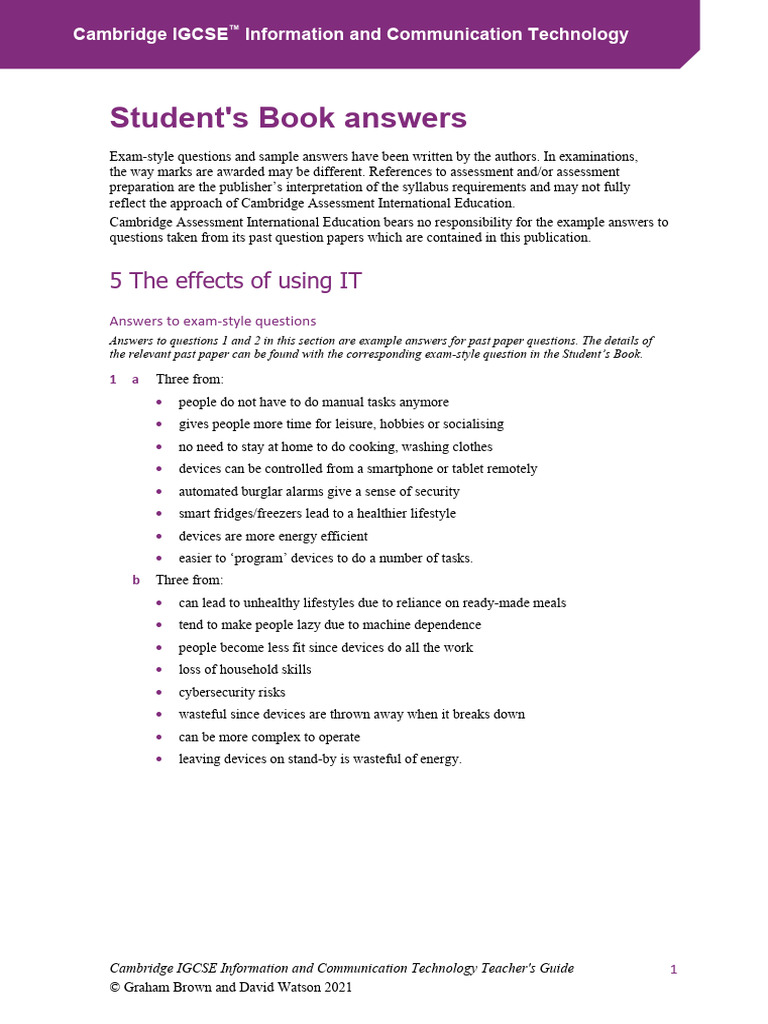 CIE ICT Complete Answers Ch5 | PDF | Information And Communications ...