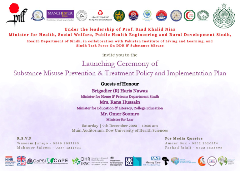 Invitation Card - Substance Use Disorder Policy & Implementation Plan ...