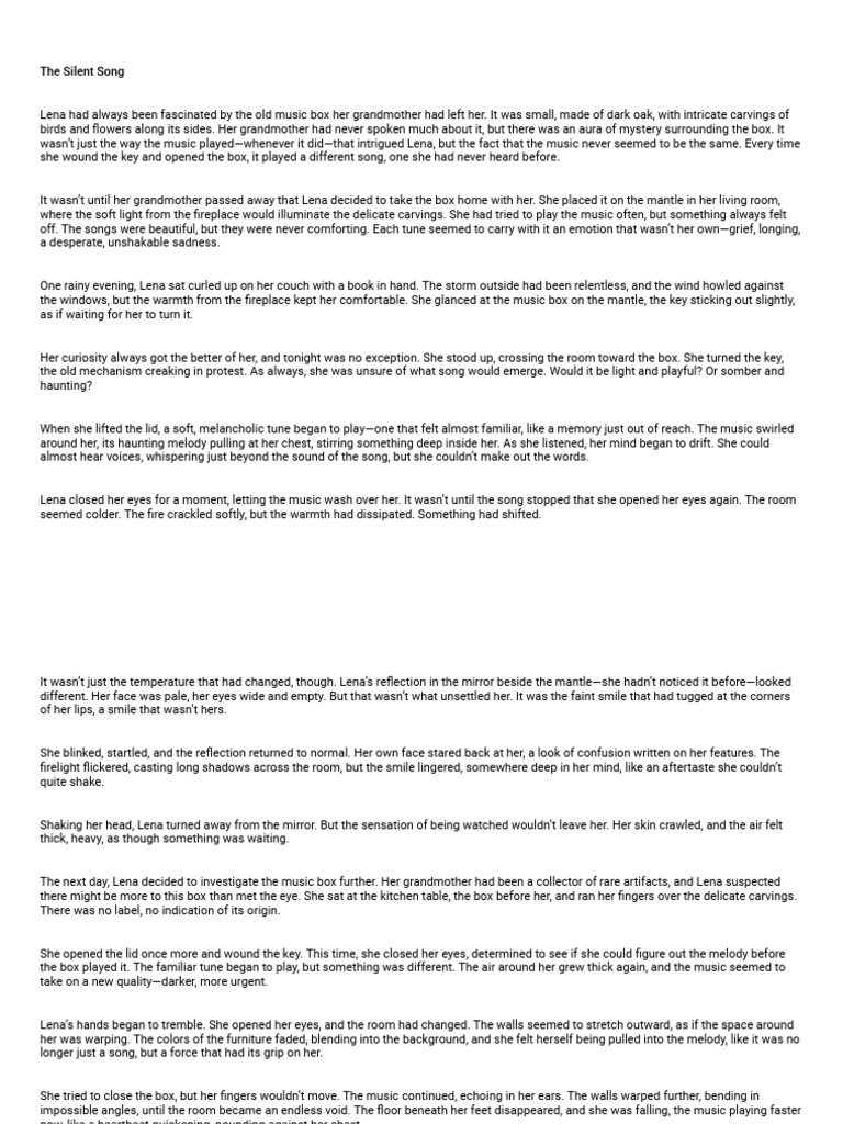 The Silent Song My Story | PDF