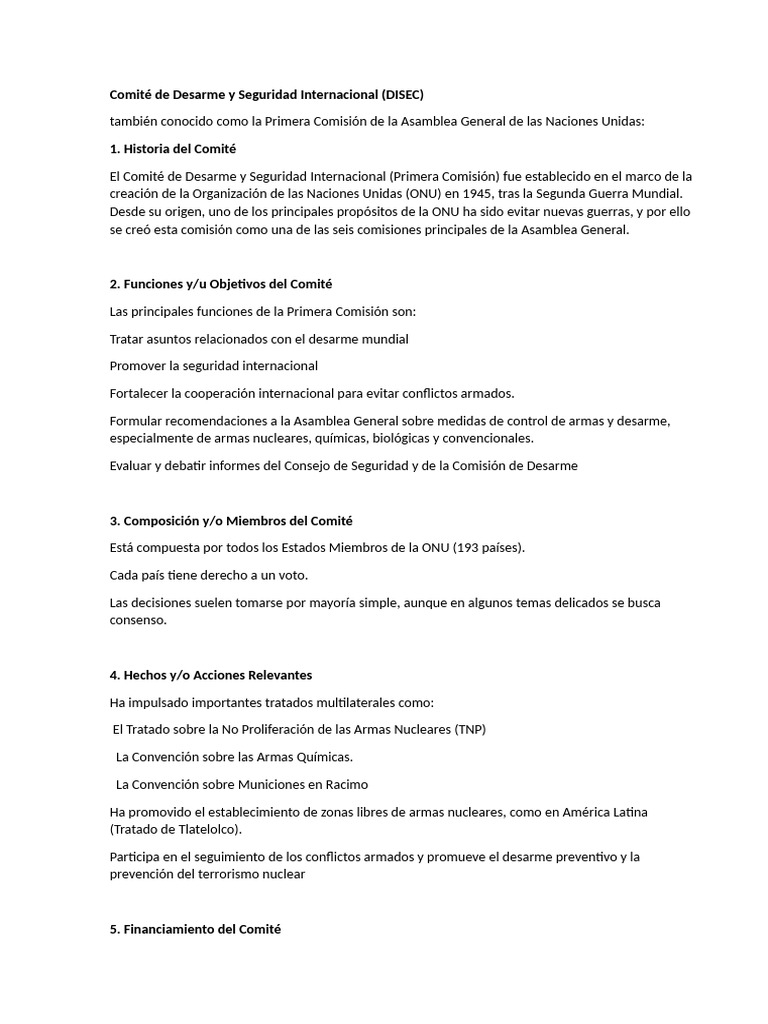 Comité de Desarme y Seguridad Internacional DISEC | PDF | Desarmamiento ...