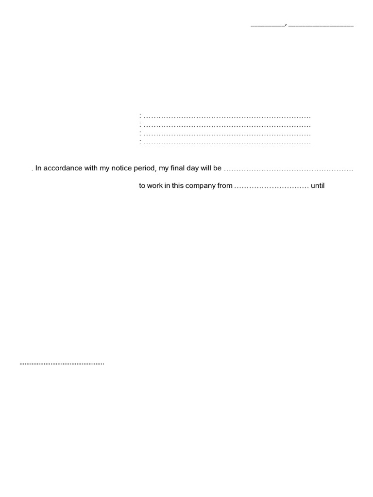 Resignation Letter Template for Employees | PDF