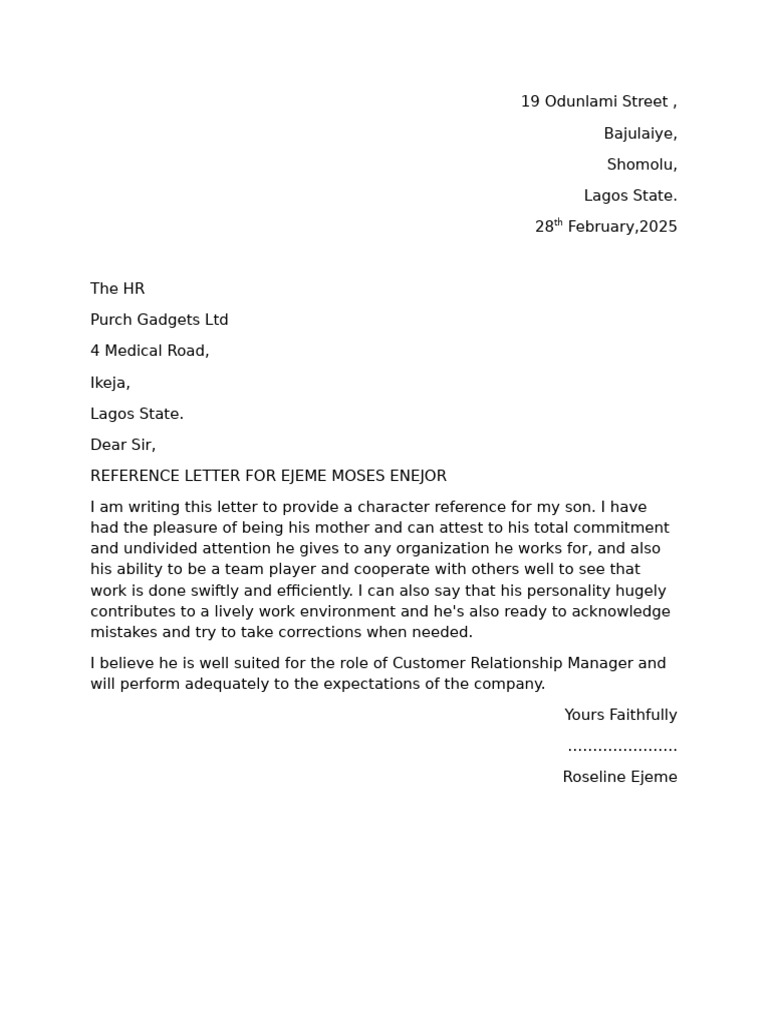 Ejeme Moses Reference Letter 1 | PDF