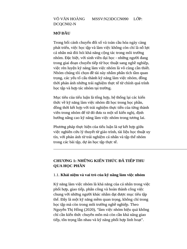 Võ Văn Hoàng KNLVN | PDF