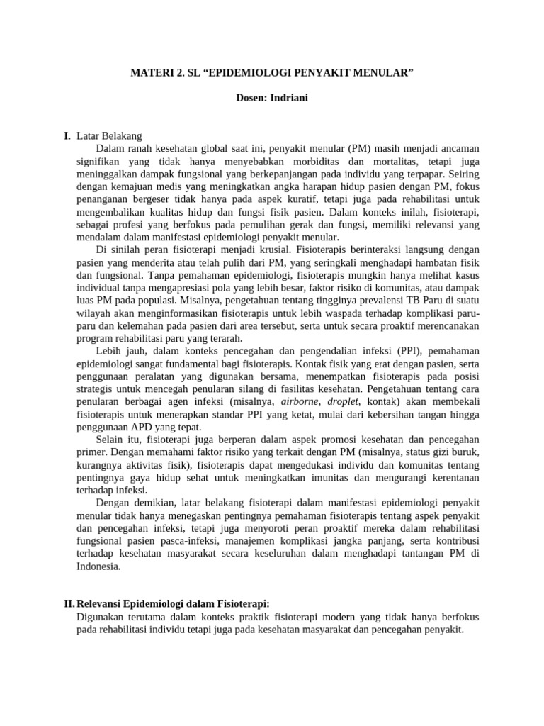 MATERI 2. SL-Epidemiologi Penyakit Menular | PDF