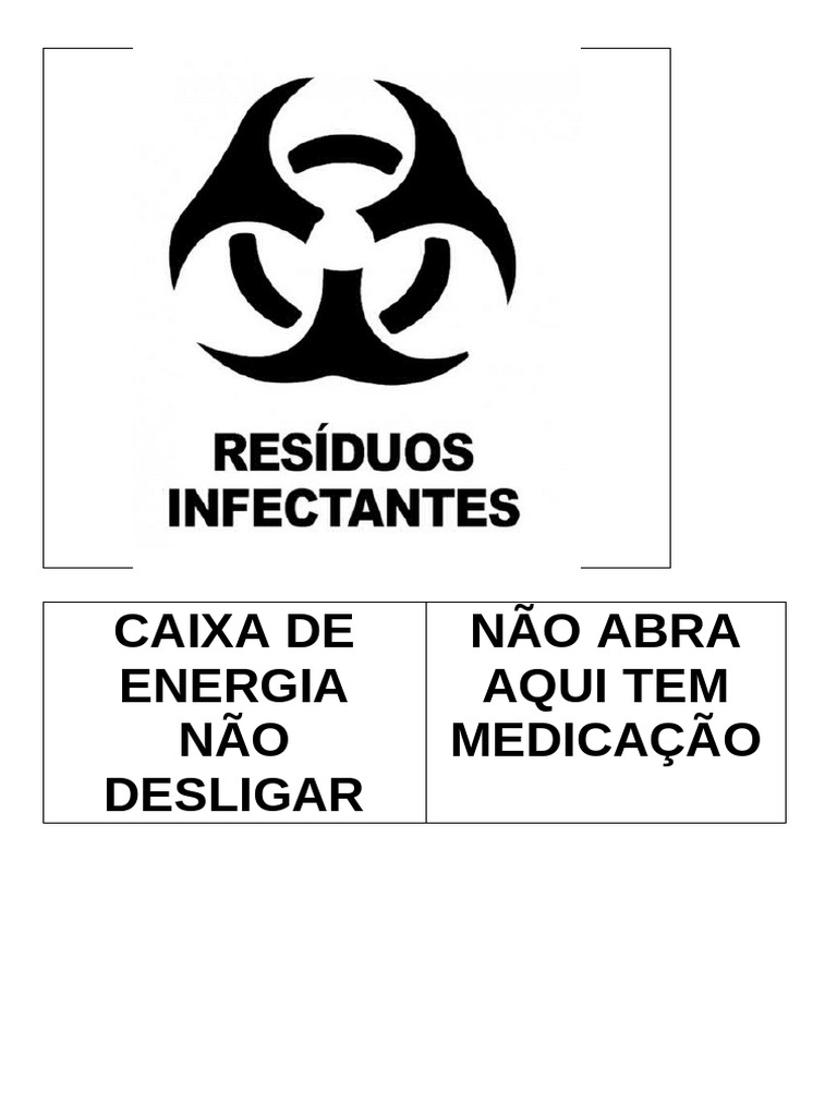 Placa Resíduo Infectante | PDF