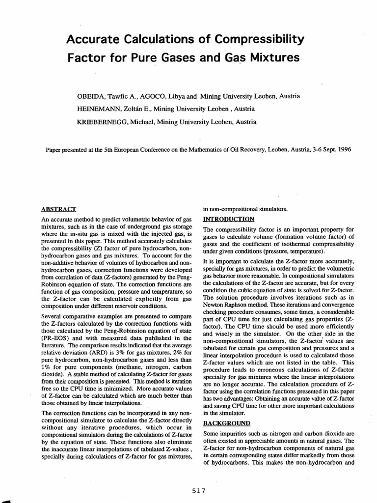 Accurate Z-Factor Calculations for Gases | PDF | Gases | Natural Gas