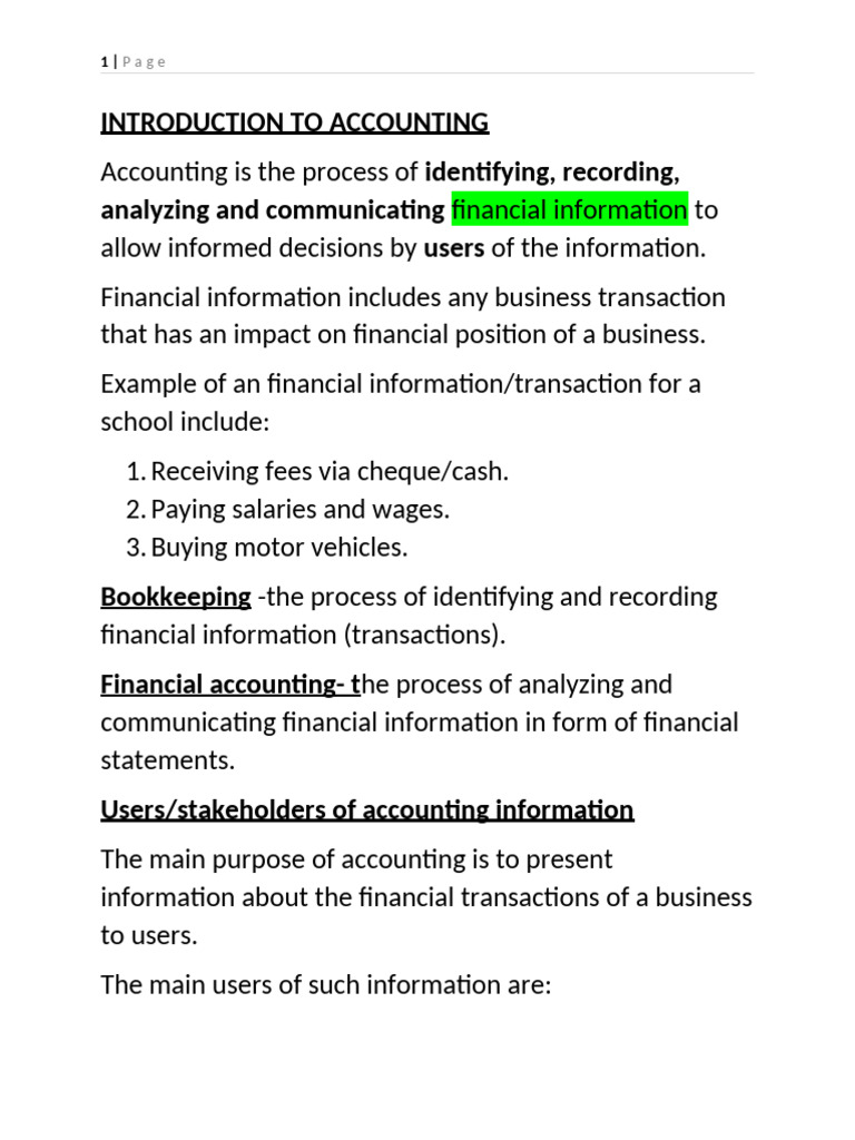 Introduction To Accouting | PDF | Finance & Money Management | Credit